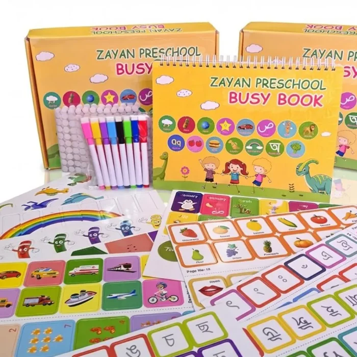 Zayan Preschool Busy Book – 300+ Velcro Puzzles & Write-Wipe Learning ...
